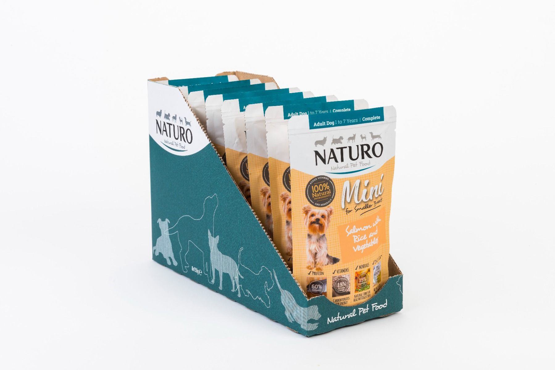 Naturo Adult Mini Pouch - Salmon with Rice & Veg 150g x 8 – Time for Paws