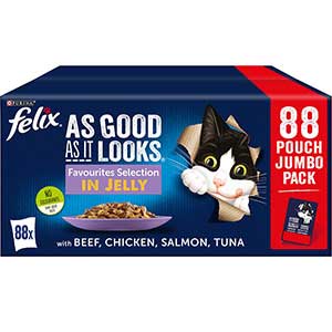 Felix AGAIL Cat Pouch Favourites Mixed Selection Jelly 100g x 88 Pack ...